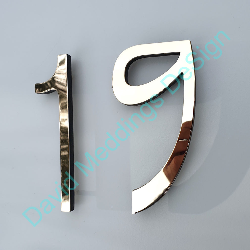 Art Nouveau style Brass numbers letters polished, hammered or brushed ...